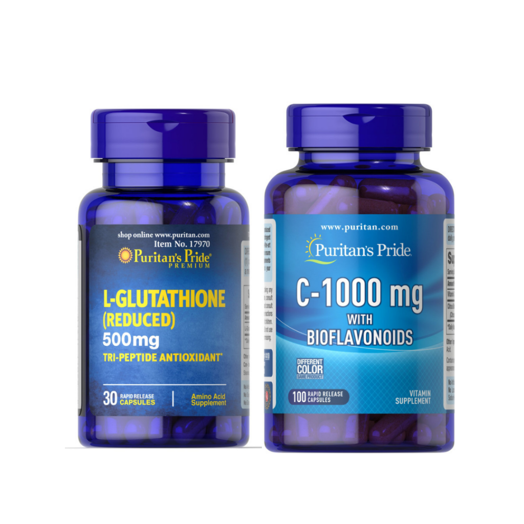 Puritan’s Pride Glutathione 500mg and Vitamin C 1000mg Capsules (Combo ...